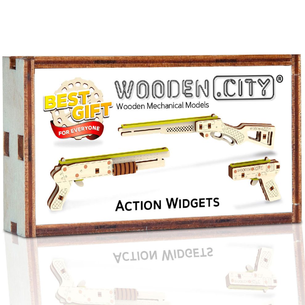 3D Wooden Gun Puzzle - Action Widgets | Wooden.City
